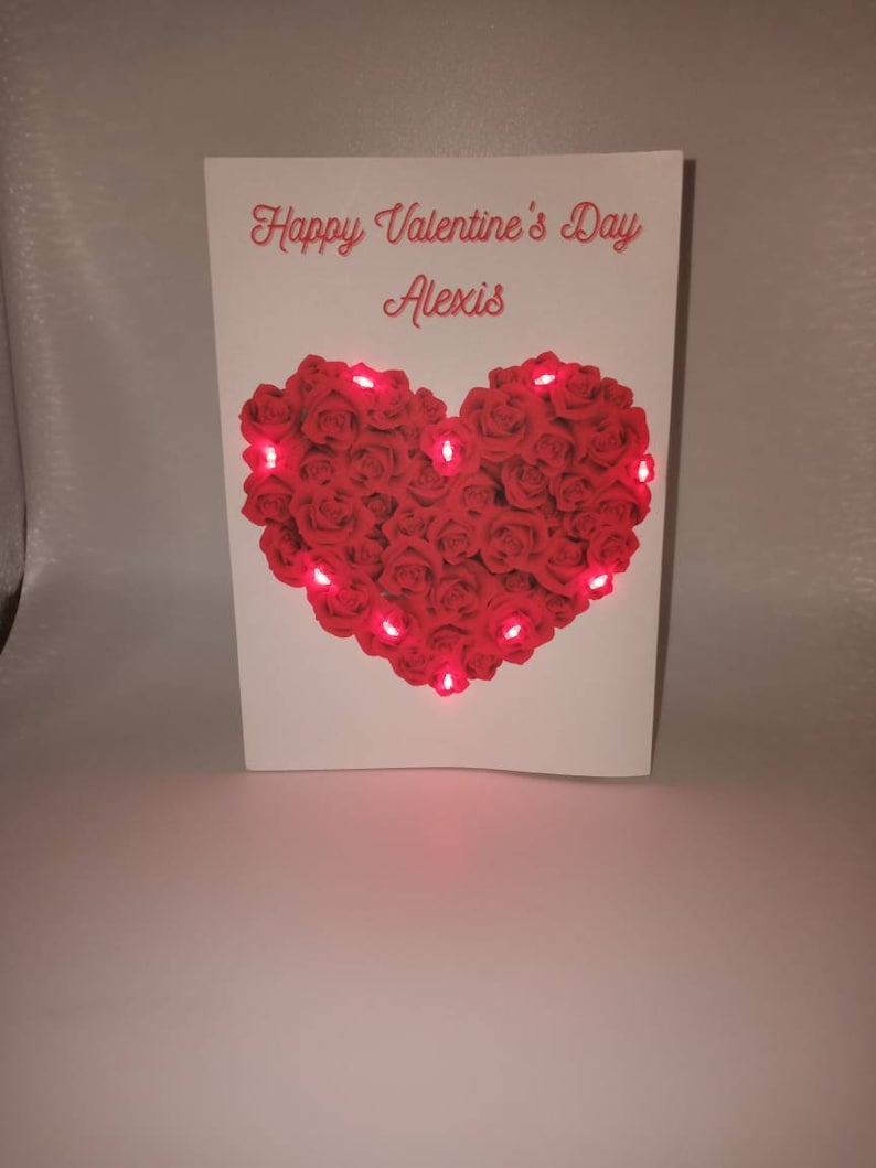 Red Roses Light up LED Valentine's Day Greeting Cardcustom Handmade Red ...