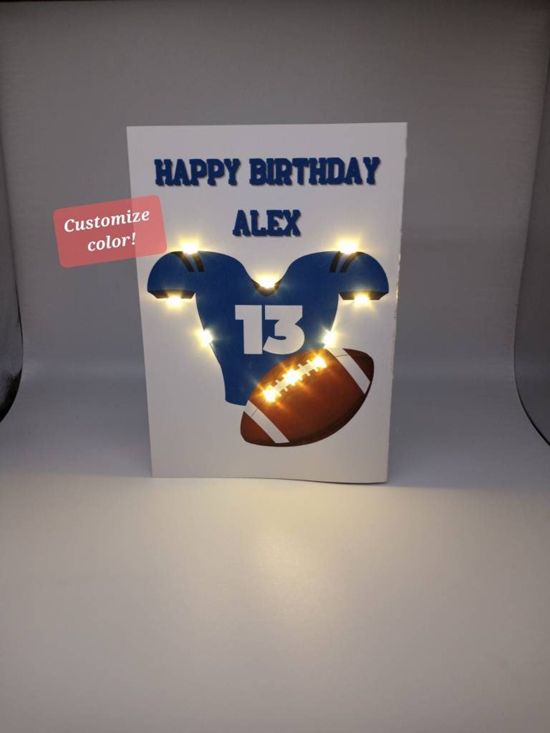 Football Light up LED Personalize Birthday Card︱american Football ...