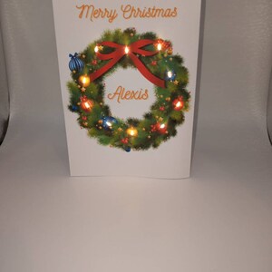 Christmas Wreath LED Christmas Card︱personalized Handmade Custom Light ...