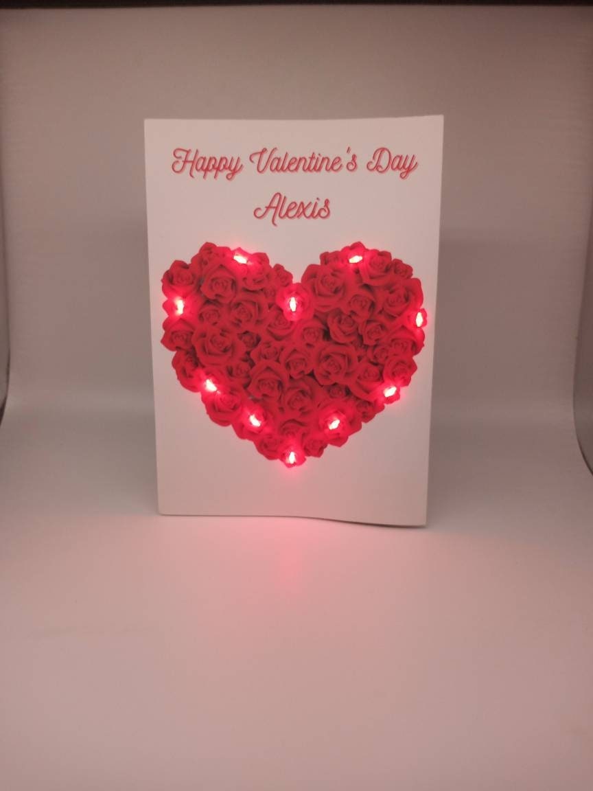 Red Roses Light up LED Valentine's Day Greeting Cardcustom Handmade Red ...