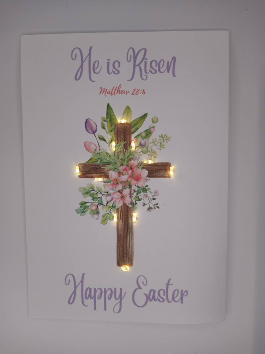 Easter Light up LED Card Personalized︱ Custom Easter Card With Cross ...