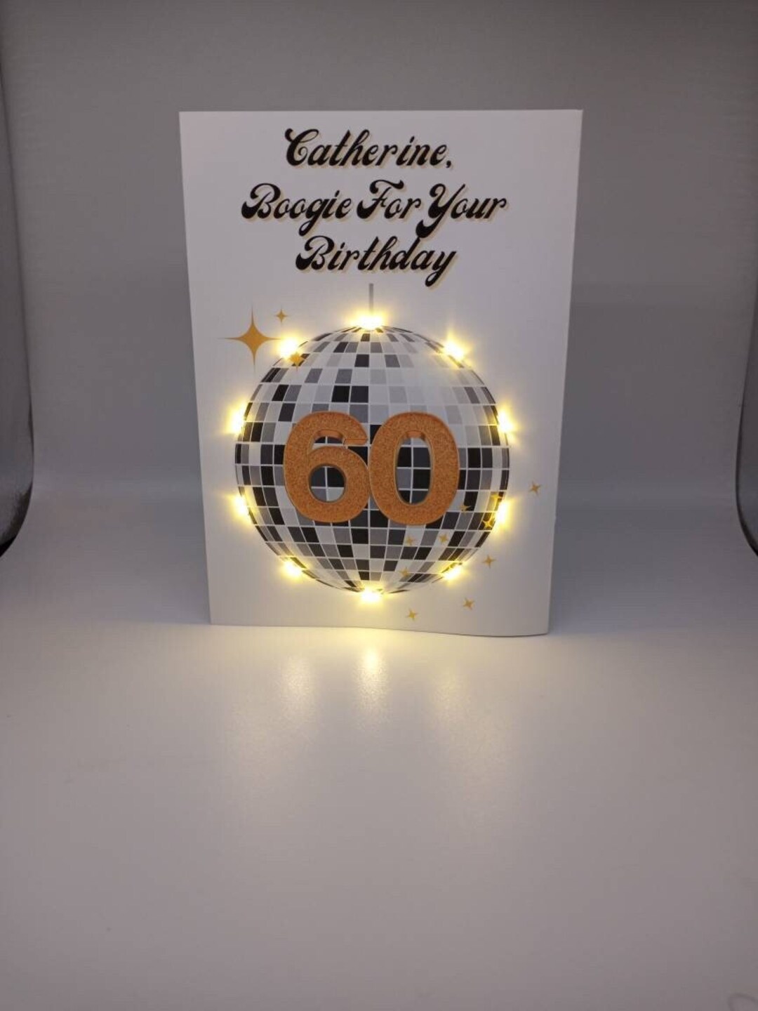 Disco Ball Light up LED Personalize Birthday Card︱ Custom Boogie ...