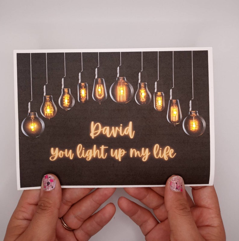 Lightbulb Personalize Light up LED Greeting Card︱anniversary, Marriage ...