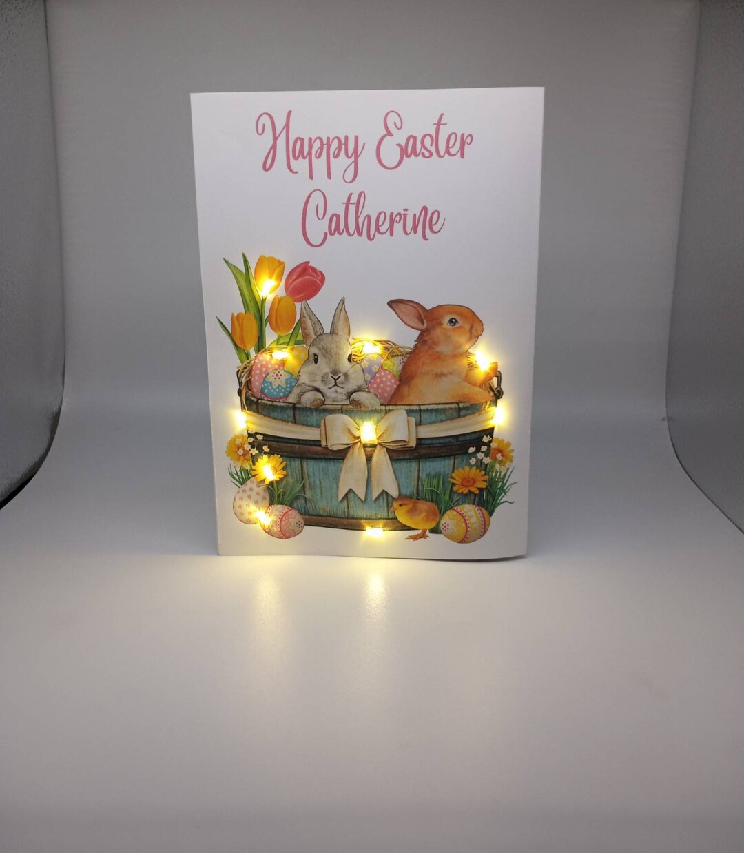 Easter Bunny Light up LED Personalize Card︱ Custom Card With Easter ...