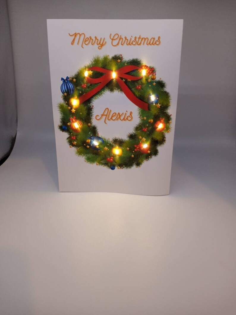 Christmas Wreath LED Christmas Card︱personalized Handmade Custom Light ...