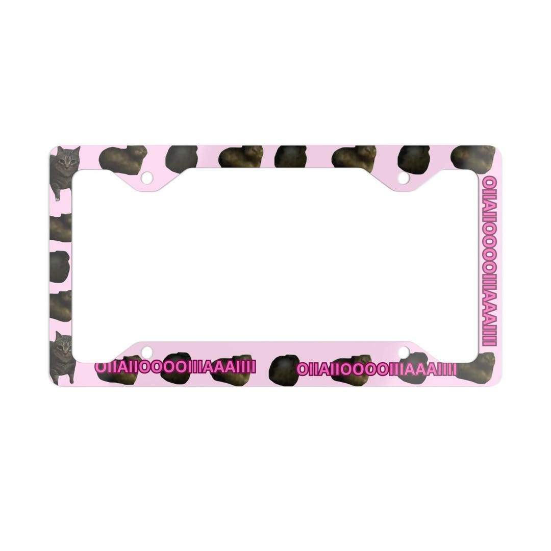 Oiia Oiia Cat Meme Cute Pink Metal License Plate Frame, Fun Car ...