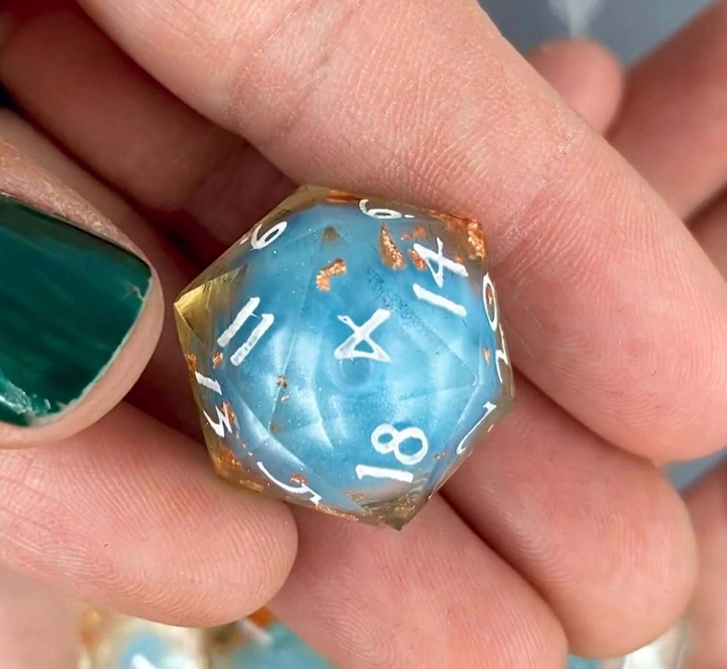 Vintage Blue and Gold Liquid Core DND Dice Dice Potato Sharp Edge Dice ...