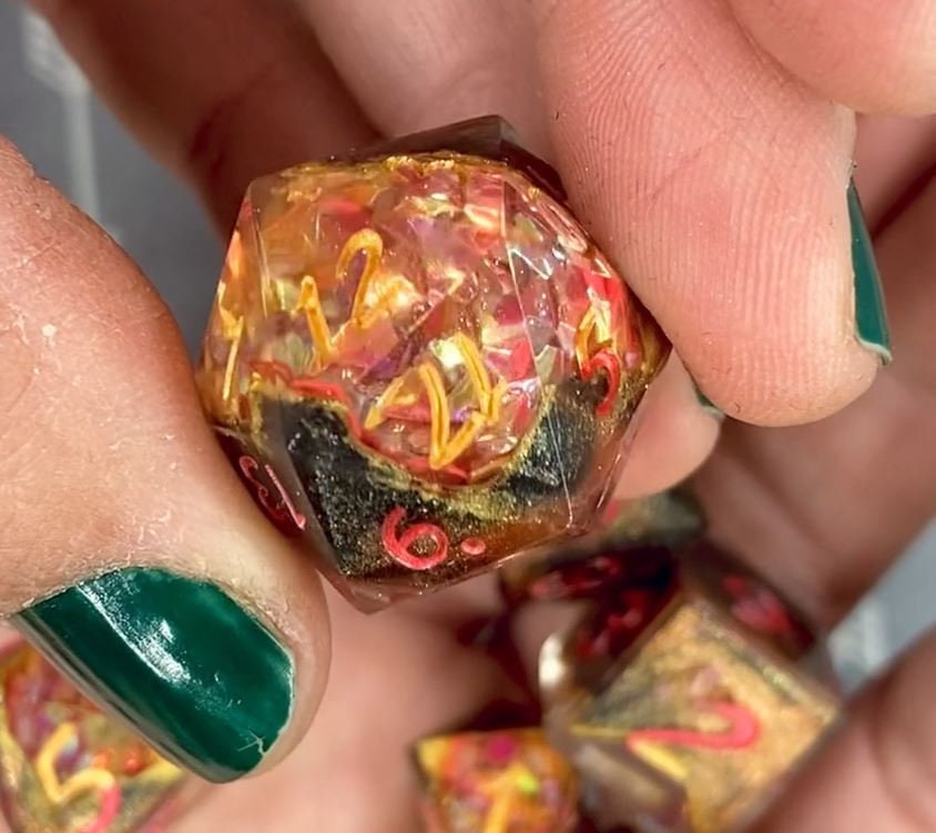 Fire Geode Solid DND Dice Dice Potato Sharp Edge Dnd - Etsy