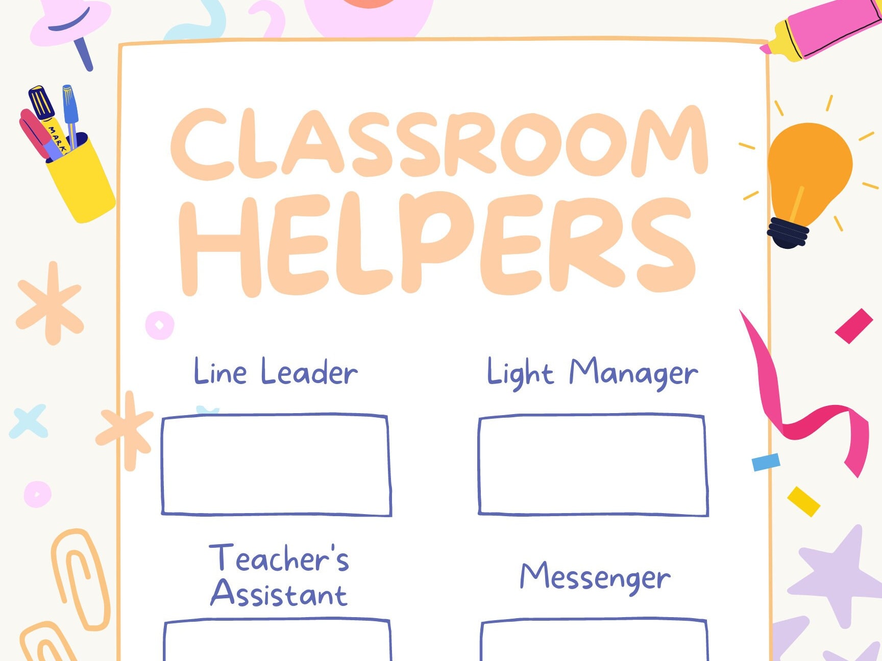 Classroom Helpers Poster - Etsy