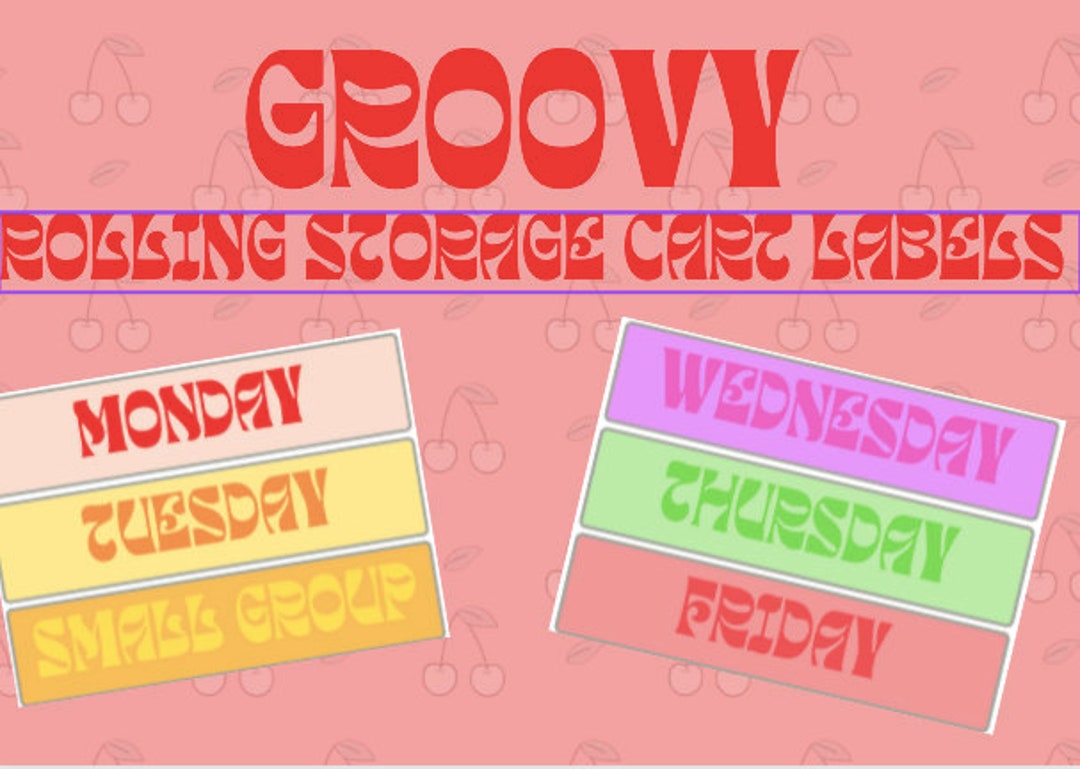 Groovy Rolling Storage Cart Labels - Etsy