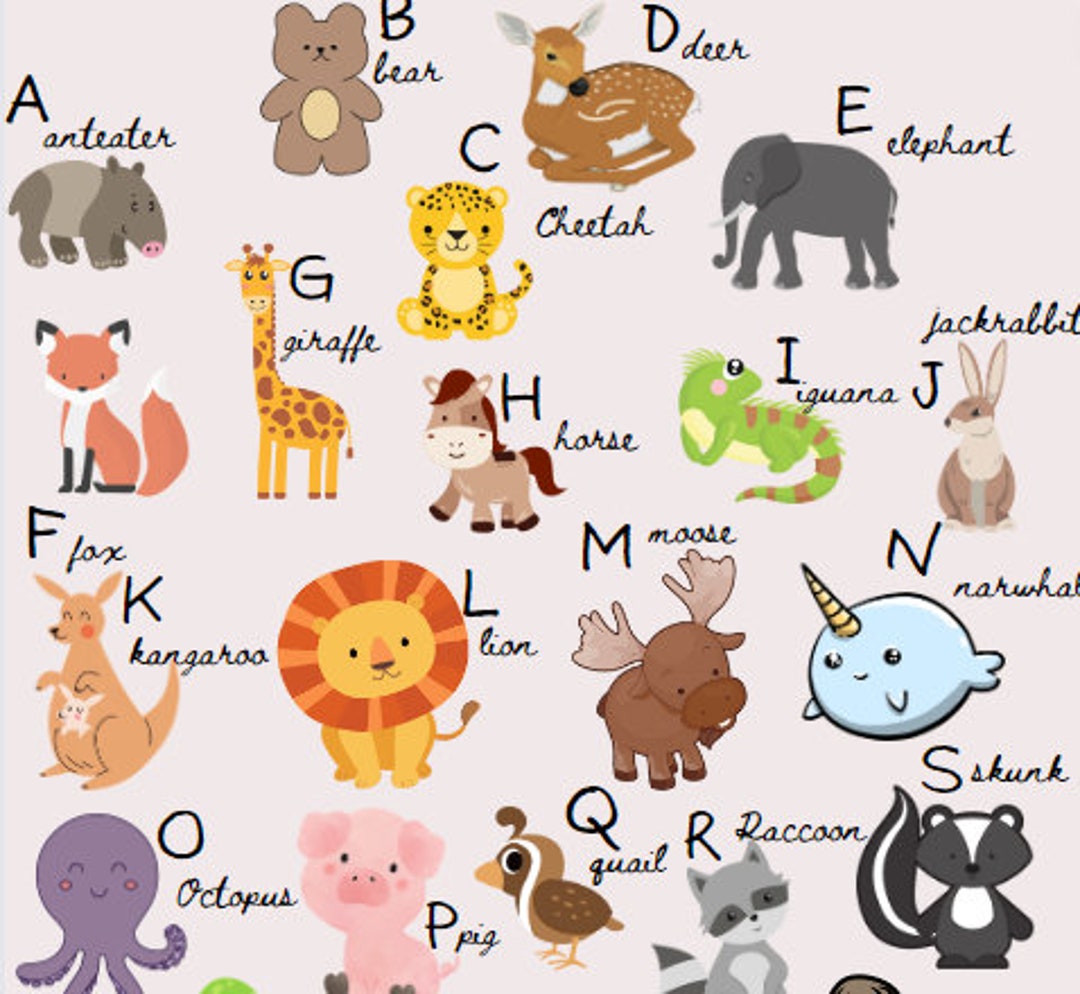 Animal Alphabet Poster - Etsy