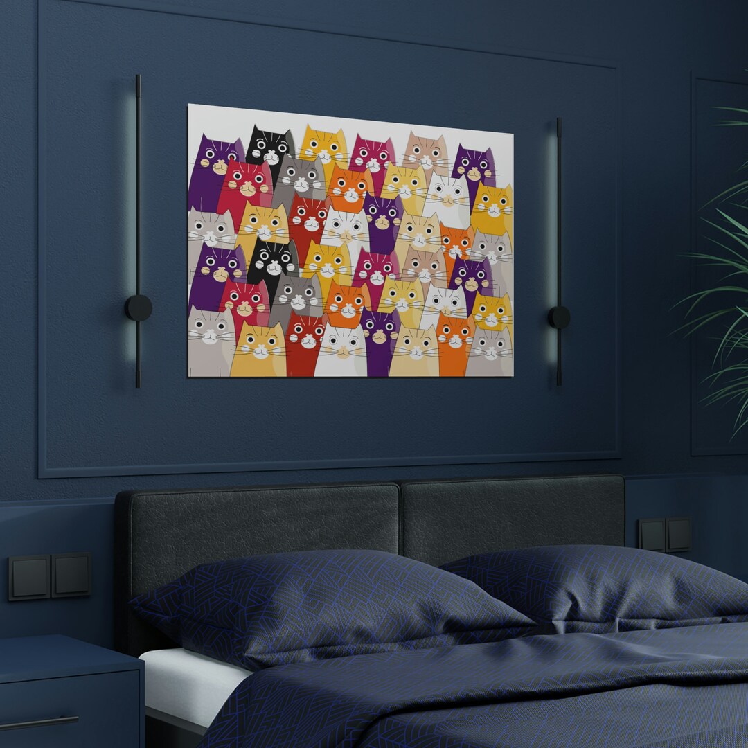 Colorful Cute Cats Satin Posters 300gsm Horizontal Poster 11 X 9 in 14 ...
