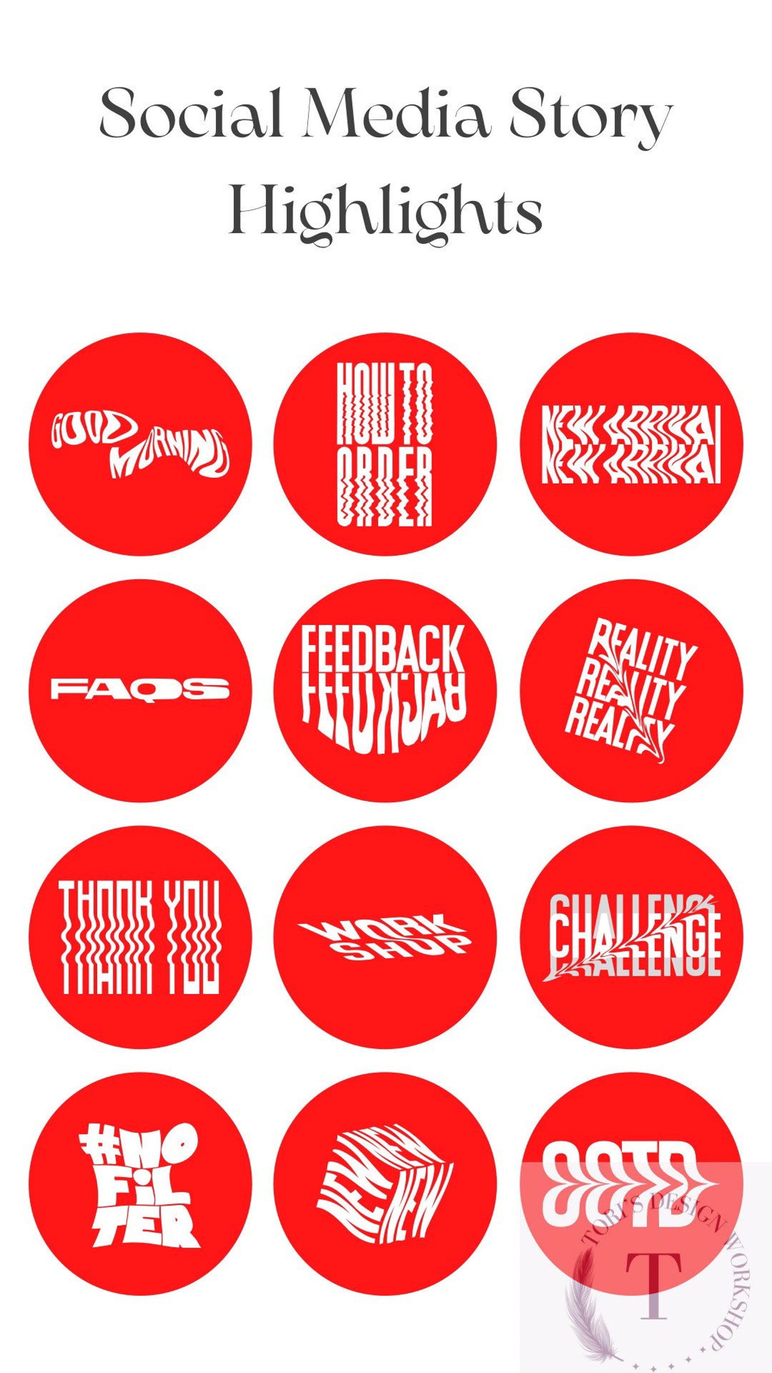 12 Red Instagram Highlight Icons, Instagram Icons, 12 Instagram Story ...