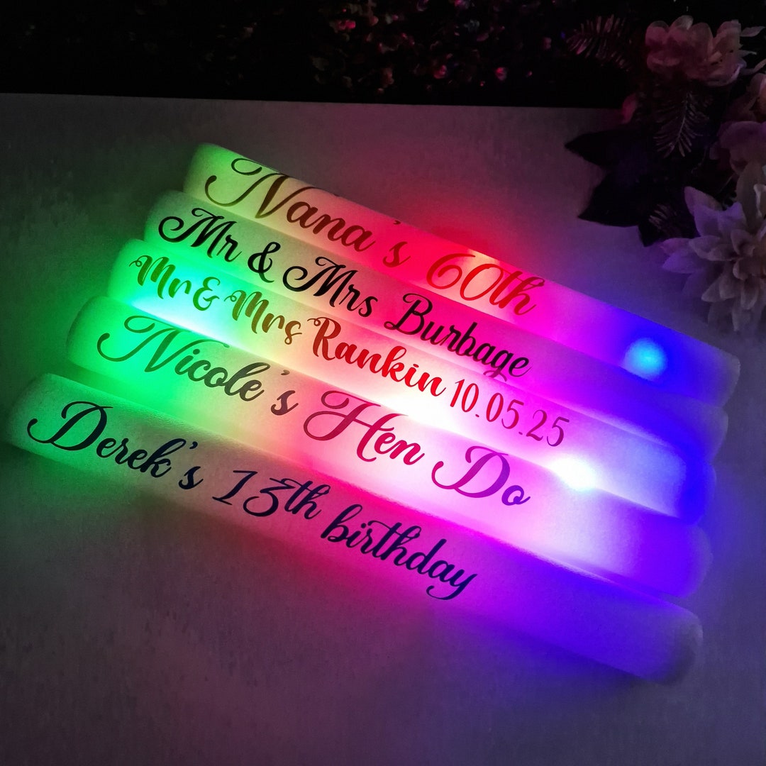 Personalised Foam Glow Sticks, LED Foam Glow Sticks, Party Accesories ...