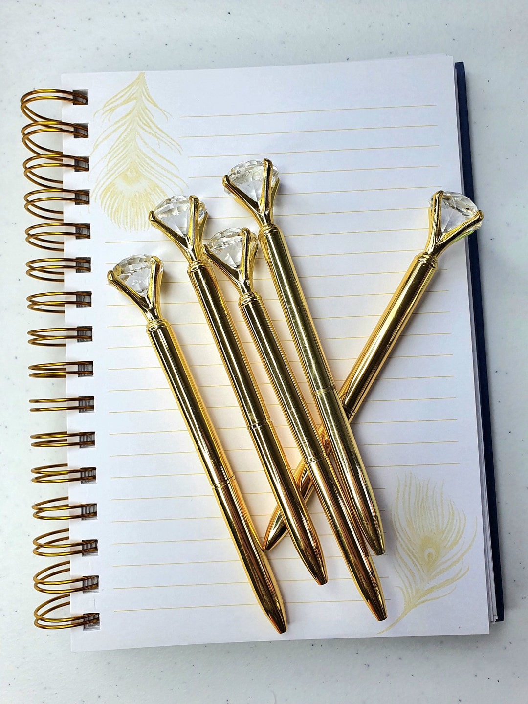 Gold Diamond Pen: Metallic Ballpoint Gift With Velvet Pouch - Etsy