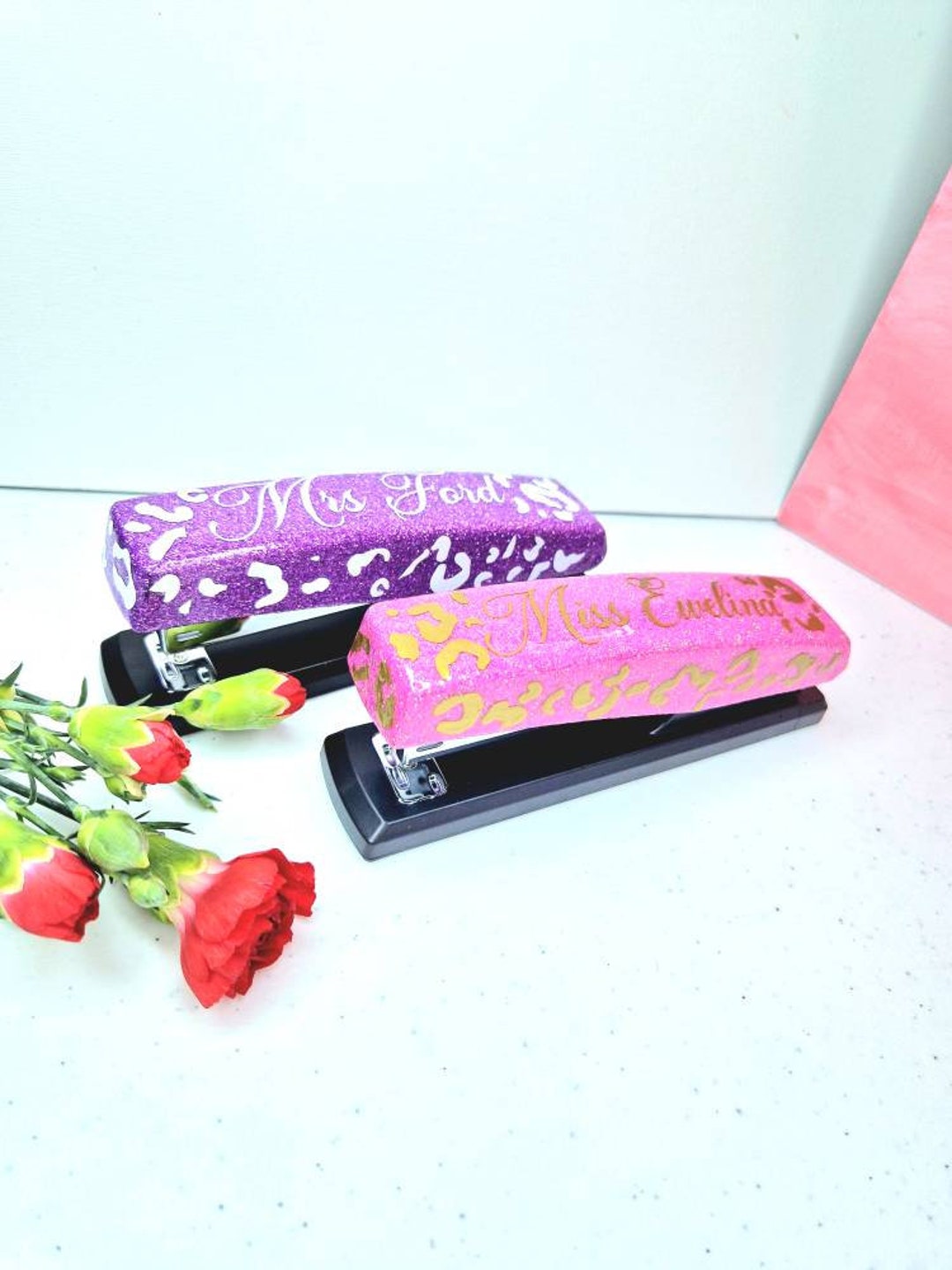Personalised Glitter Stapler, Leopard Print Desk Accessories, Nurse ...