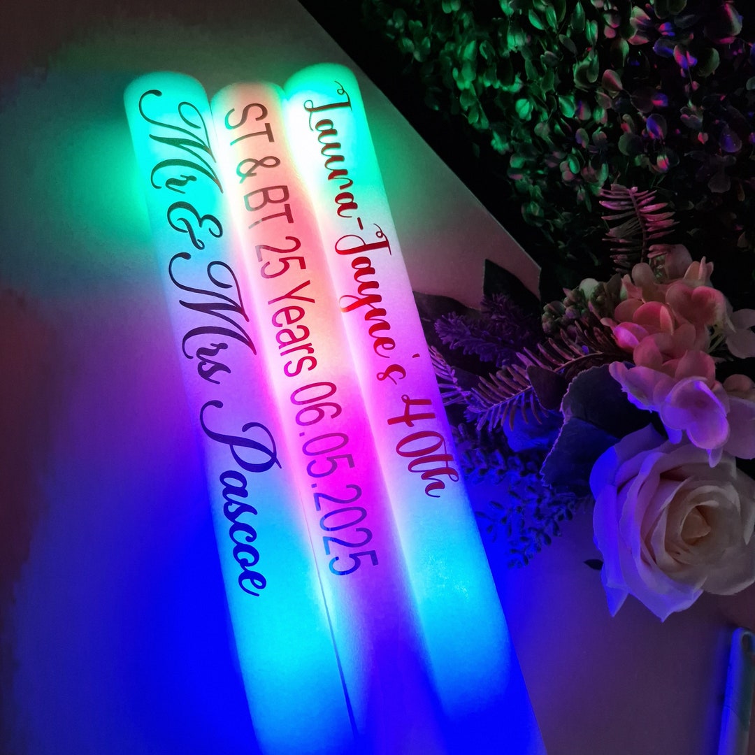 Personalised Foam Glow Sticks, LED Foam Glow Sticks, Party Accesories ...