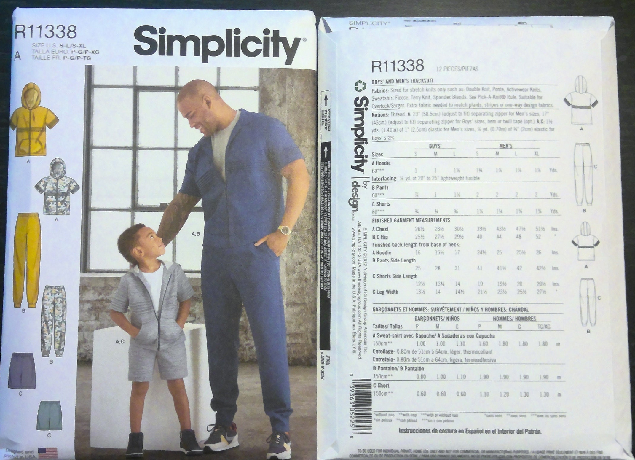 Simplicity "boys' and Men's Tracksuit" Sewing Pattern: R11338/S9482 - Etsy