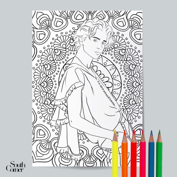 Coloring Page Timothee Chalamet Coloring Book for Adults | Etsy Coloring Page Timothee Chalamet Coloring Book for Adults | Etsy