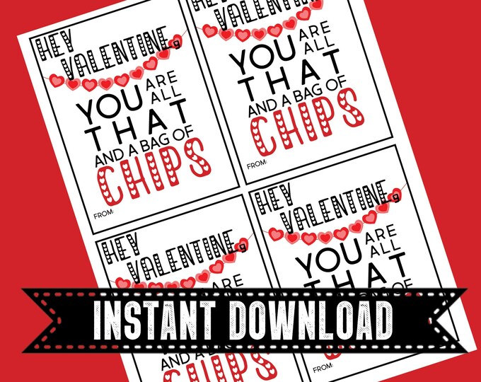 Valentine's Day Class Valentine / All That and A Bag of Chips ...