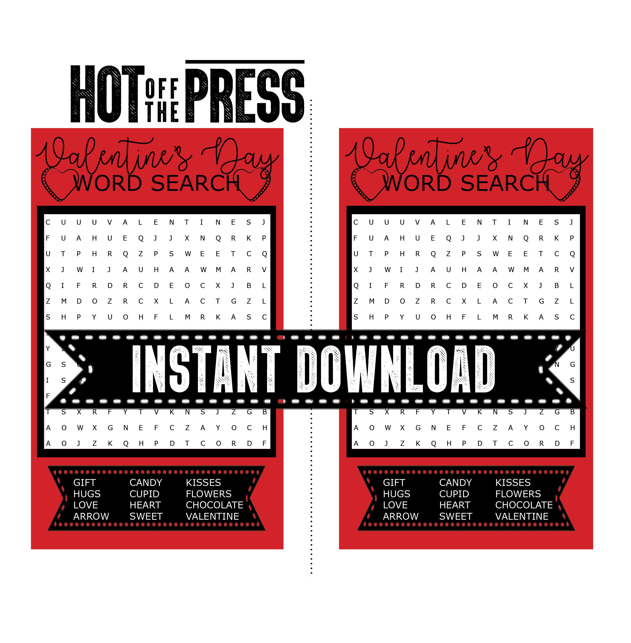 Valentine's Day Word Search / Class Valentine / Party Activity ...