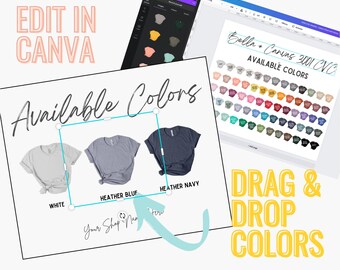 New Colors Bella Canvas 3001 Color Chart DIGITAL - Etsy