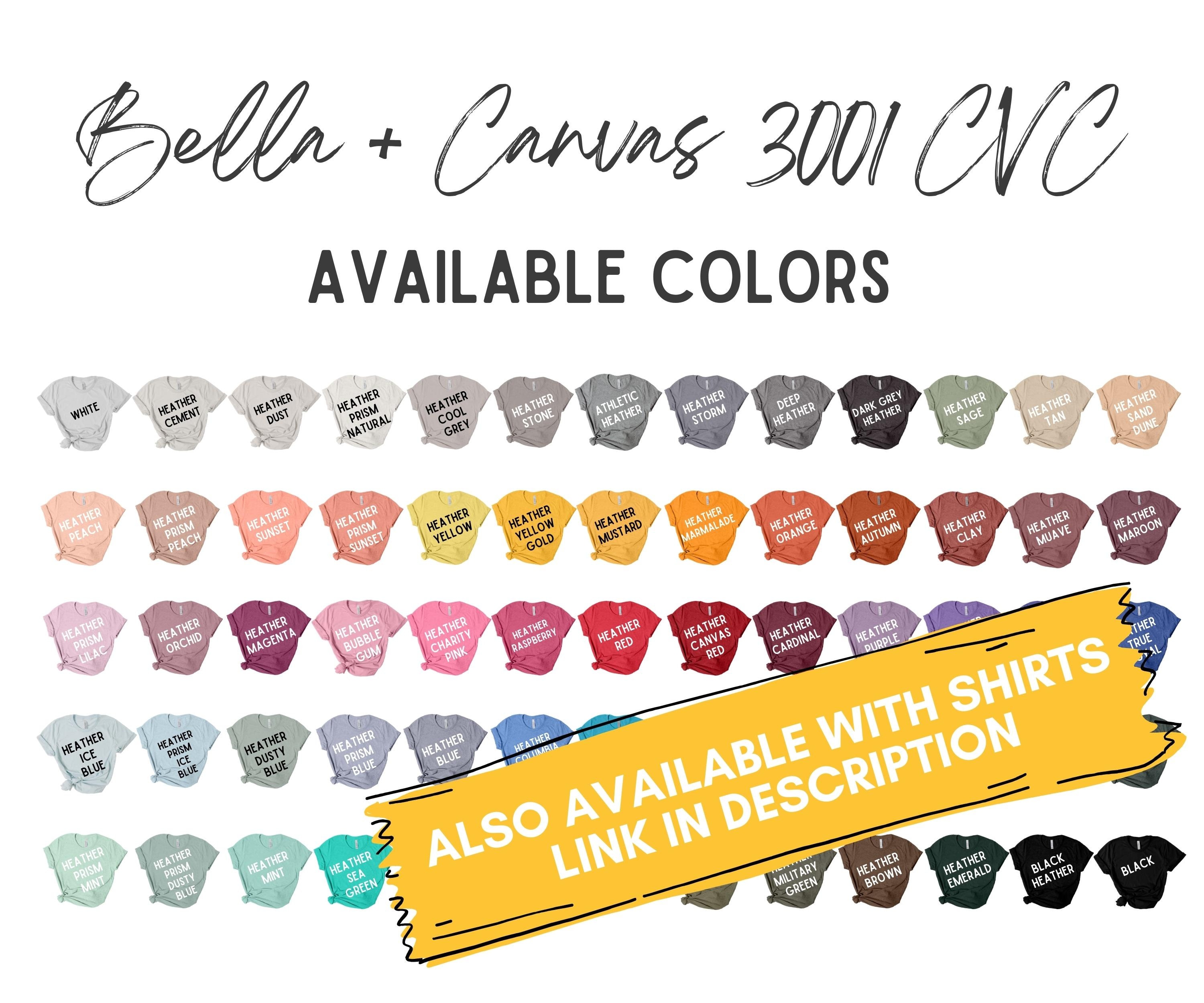 EDITABLE Bella Canvas 3001 CVC Color Chart Customize in Canva - Etsy