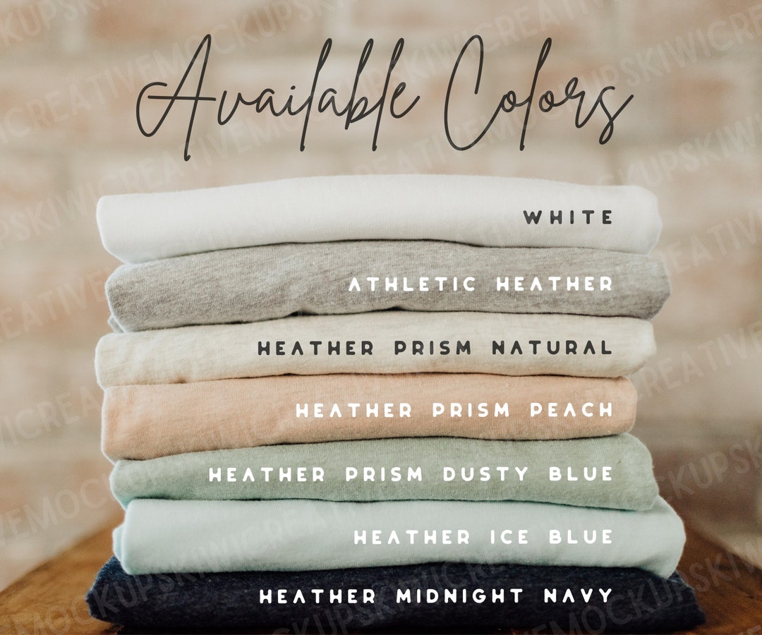 Bella Canvas 3001 Heather & Prism Colors CVC Color Chart Mockup, Prism ...