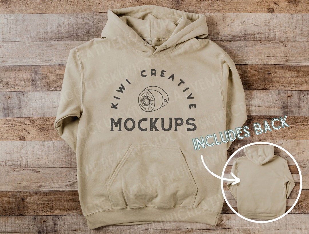 Gildan 18500 Sand Hoodie Mockup With Back Gildan Hoodie Mockup