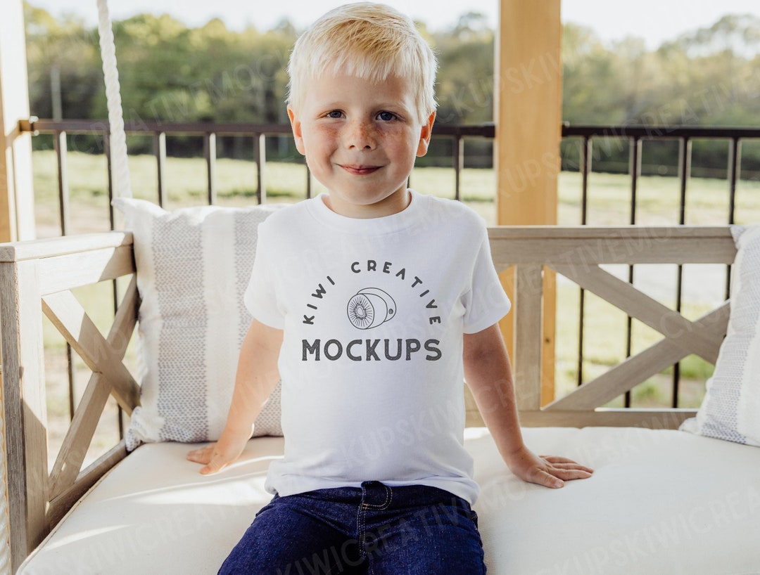 Kids White T-shirt Mockup: Boy Model, Bella Canvas 3001T (JPEG) - Etsy