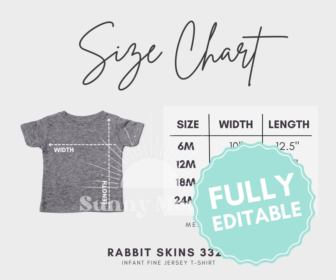 EDITABLE Rabbit Skins 3322 Size Chart Customizable in Canva | Etsy