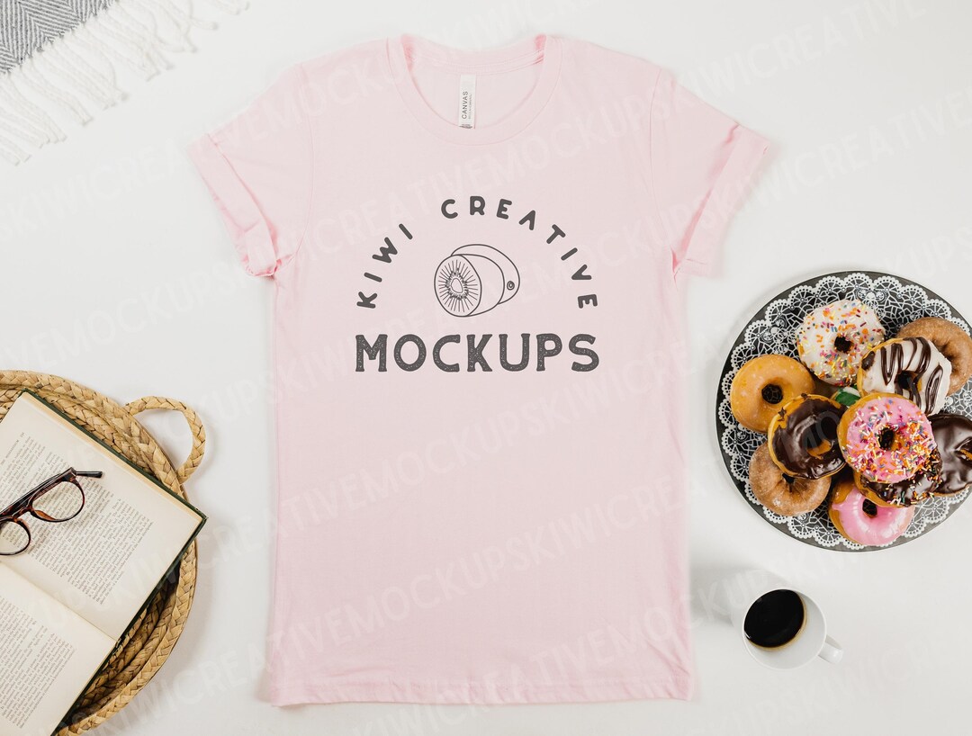 Bella Canvas 3001 Soft Pink Mockup, Boho T-shirt Mockup, Women's Flat ...