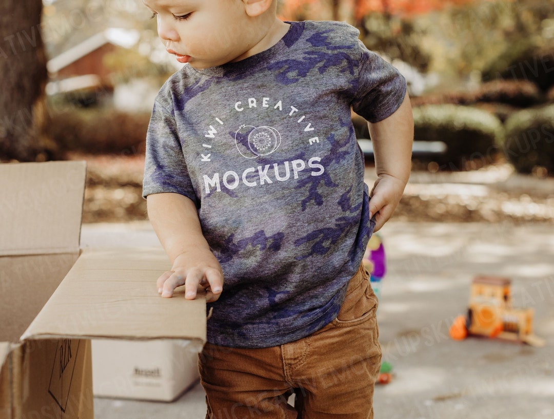 RABBIT SKINS 3322 Vintage Camo Mockup With Model, Lifestyle Toddler T ...