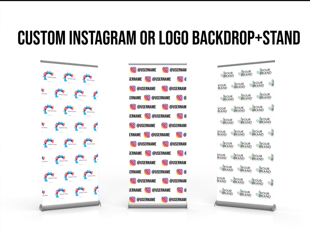 Logo Backdrop, Personalized Instagram Backdrop, Roll up Banner With ...
