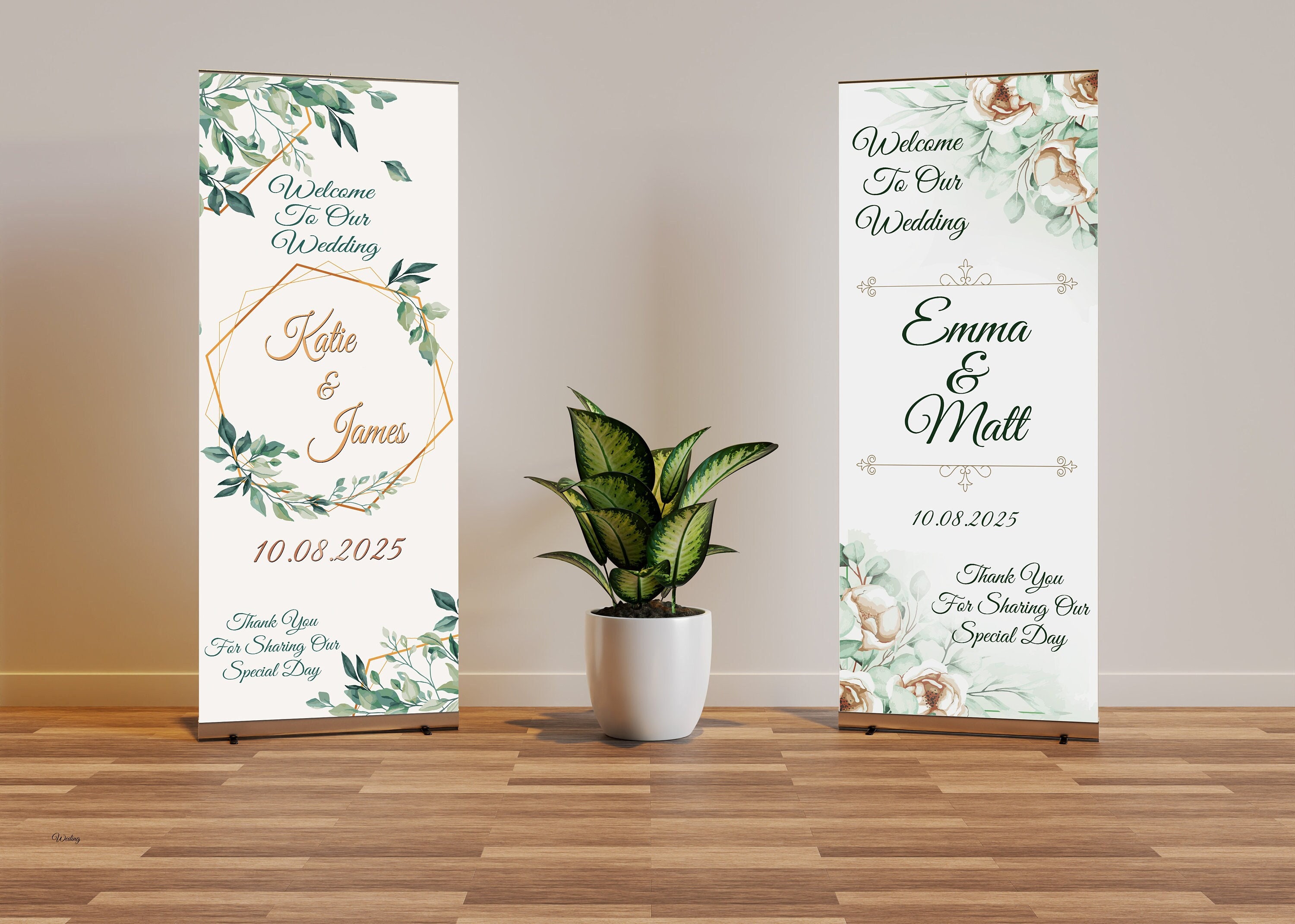 Floral Wedding Pull up Banner, Welcome Roller Banner, Roll up Banner ...