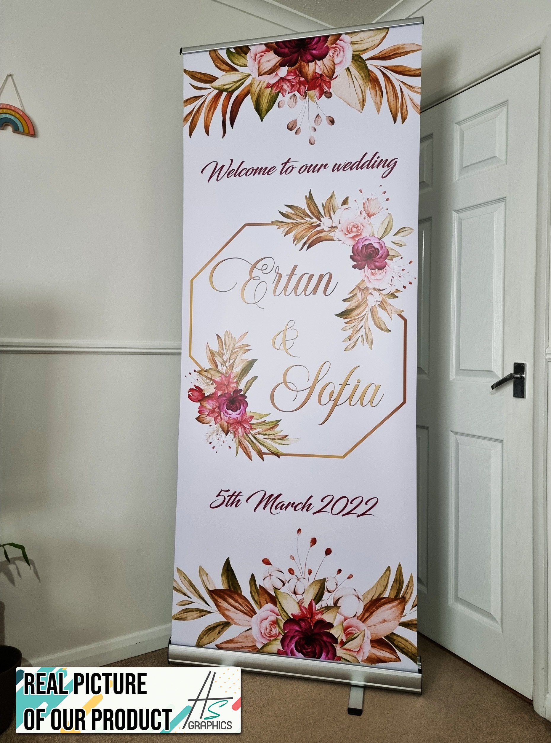 Floral Wedding Pull up Banner Welcome Roller Banner Roll up - Etsy
