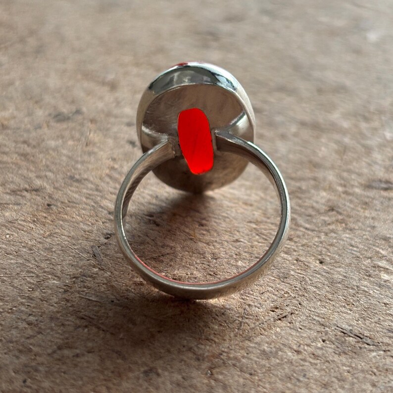 Handmade Carnelian Gemstone Ring: Oval Big Stone, Minimalist Party Ring - Etsy UK