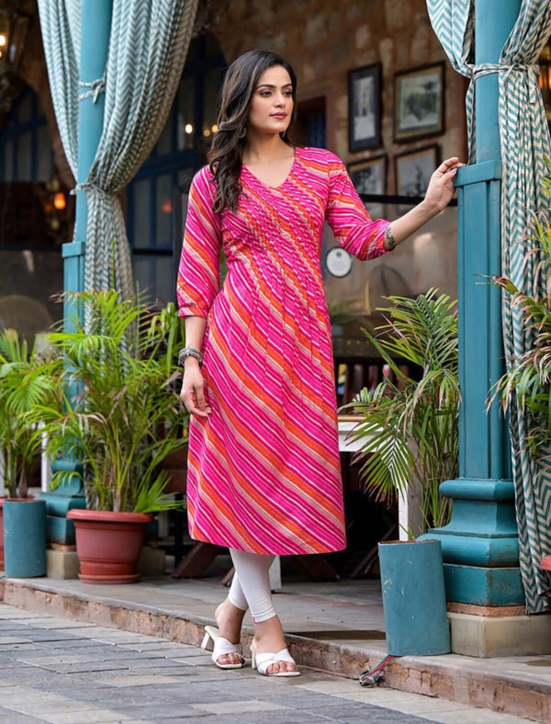 Cotton Lehariya Straight Kurti Indian Dress Indian Suits Suits for ...