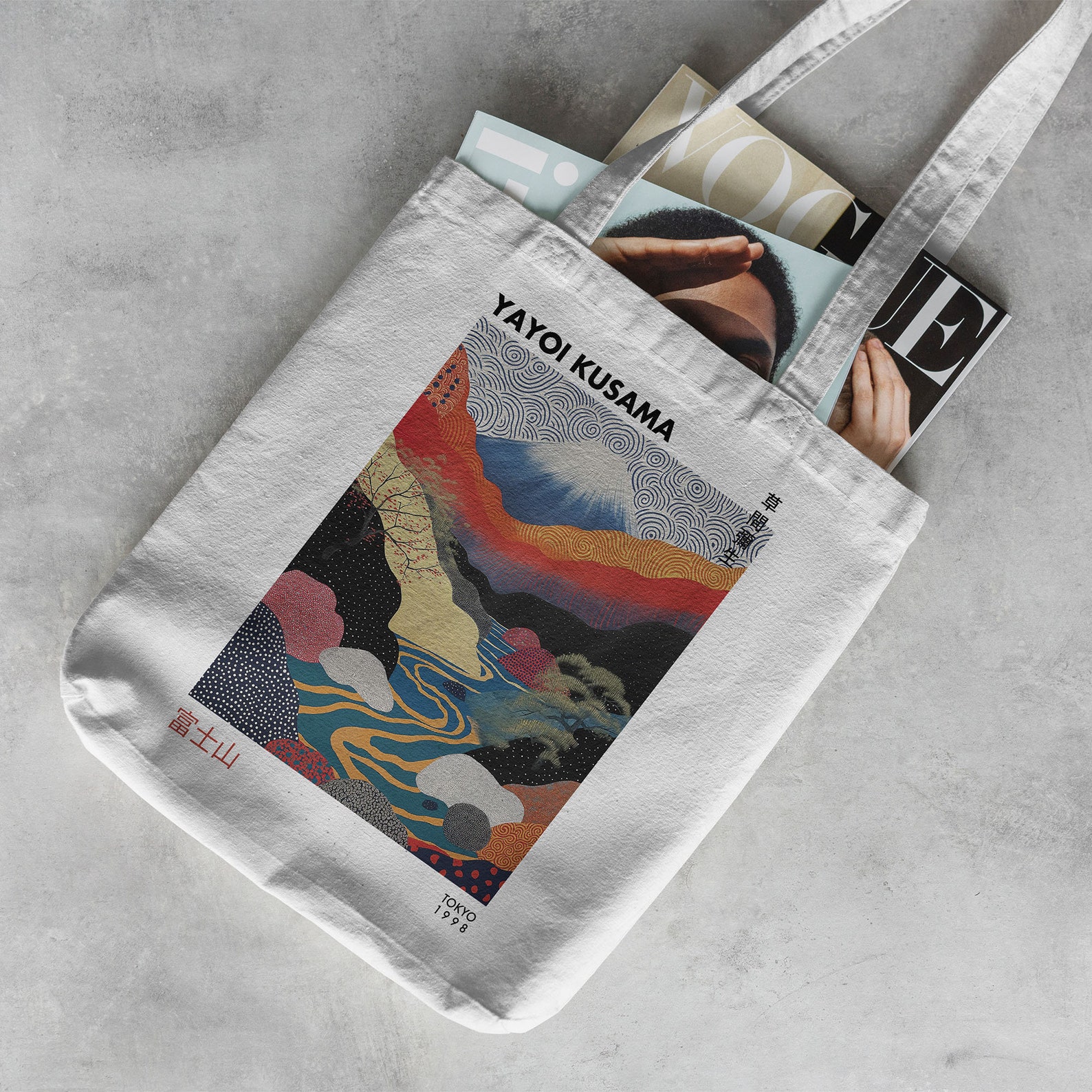 Yayoi Kusama Fuji Tote Bag Cotton Bag Canvas Tote Bag Aesthetic Tote ...
