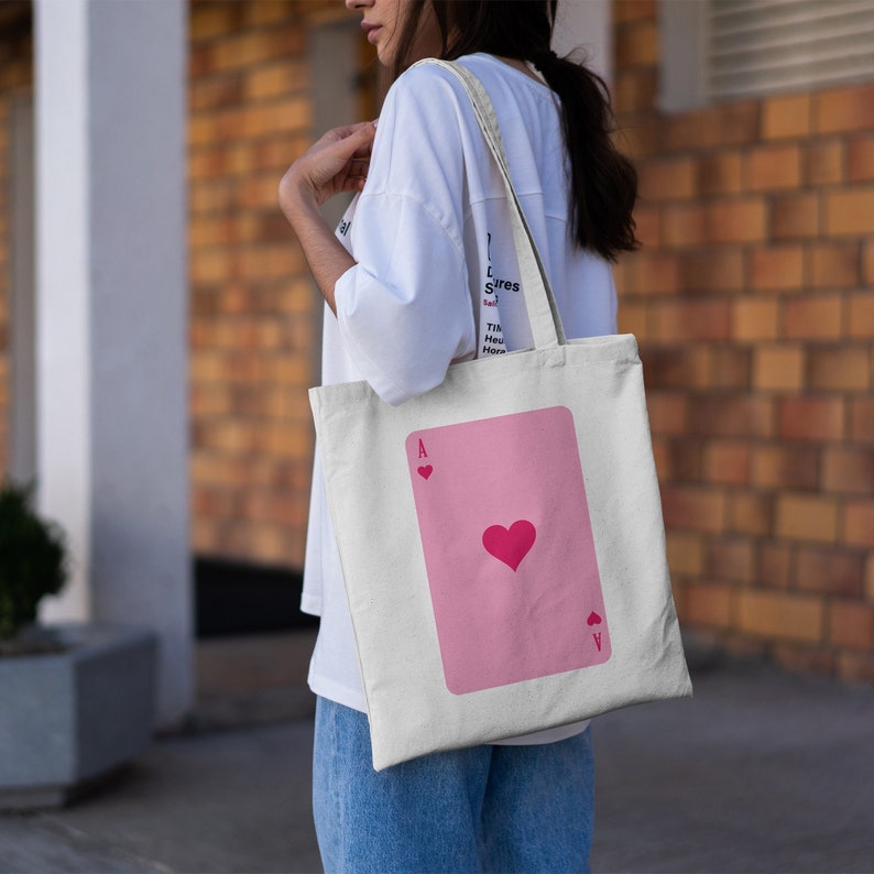 Ace Card Tote Bag | Ace of Heart Print | Cotton Tote Bag | Canvas Tote ...