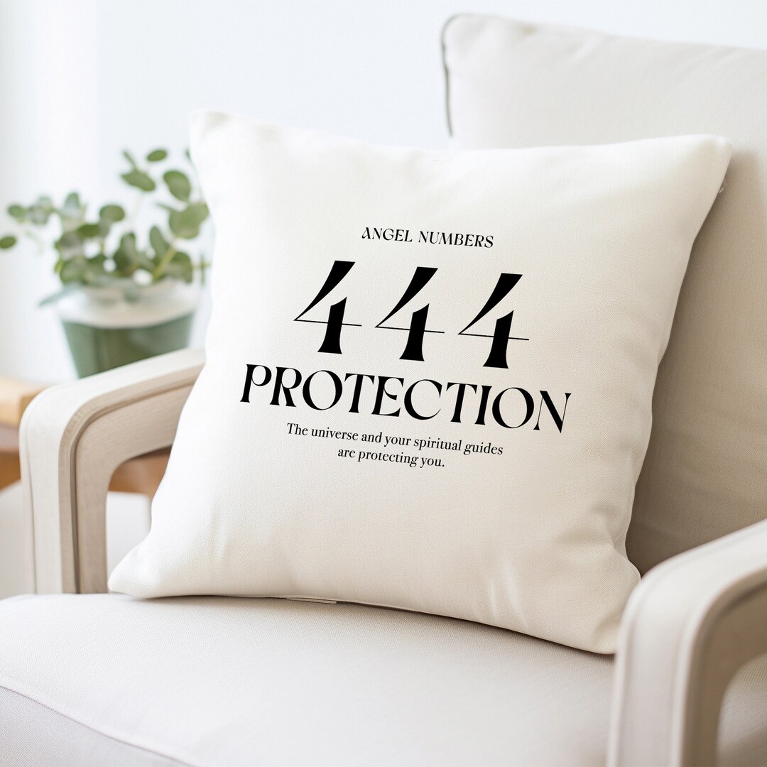 444 Angel Number Cotton Pillow Cover | Pillow Case | Aura Number Case ...
