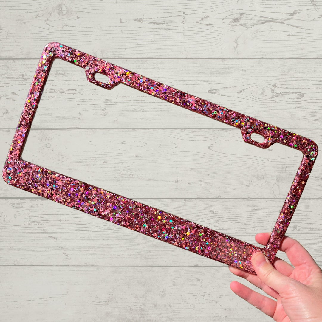 Rose Glitter Resin License Plate Frame - Etsy