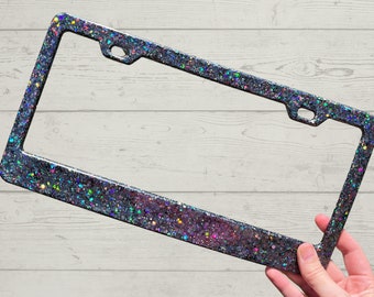Dazzling Bling License Plate Frame Silver Big Glitter Clear Made in Usa ...