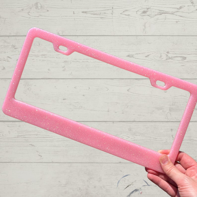 Pale Pink Glitter Resin License Plate Frame - Etsy