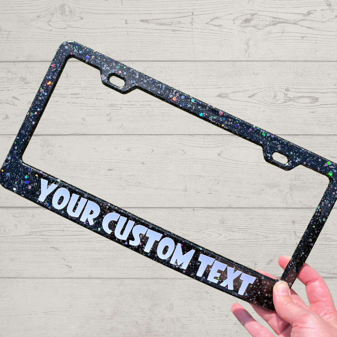 Iridescent Black Custom Text Glitter Resin License Plate Frame - Etsy