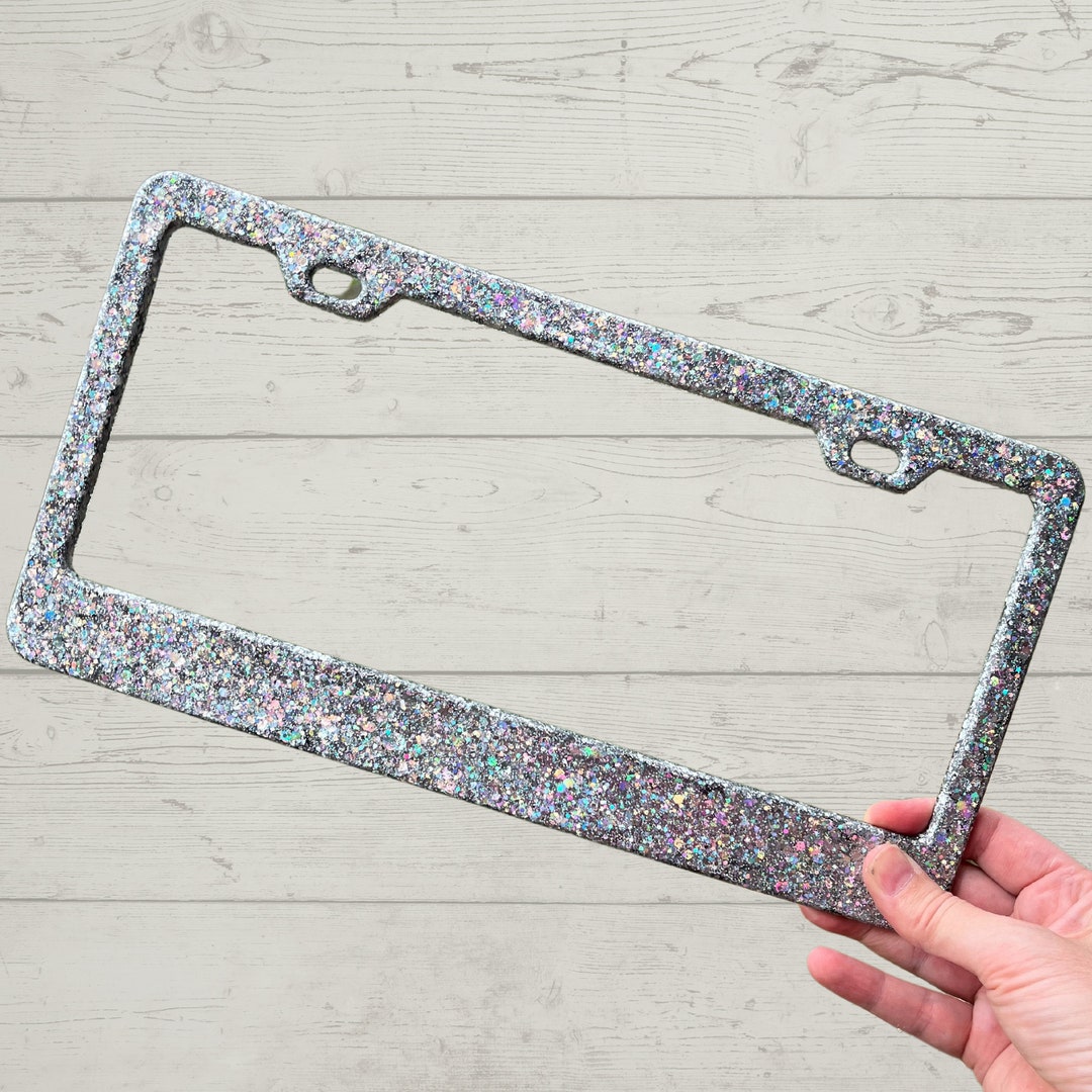 Silver Glitter Resin License Plate Frame - Etsy