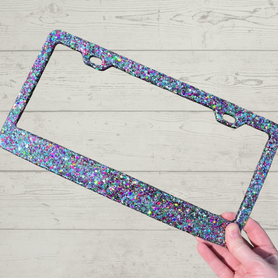 Brights Multicolored Glitter Resin License Plate Frame - Etsy