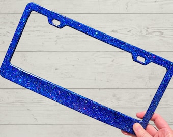 Electroplating Blue Glossy Stainless Steel License Plate Frame W/ Blue ...