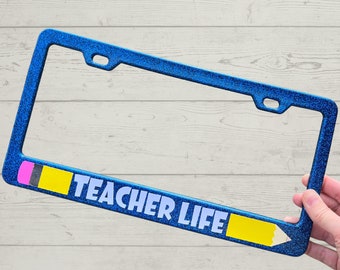 Electroplating Blue Glossy Stainless Steel License Plate Frame W/ Blue ...