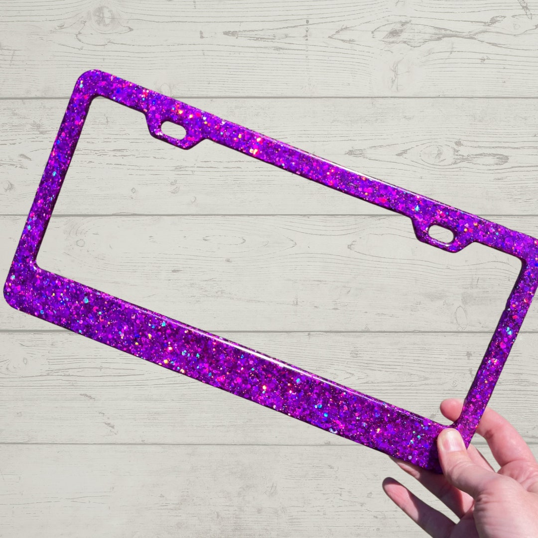 Purple Glitter Resin License Plate Frame - Etsy
